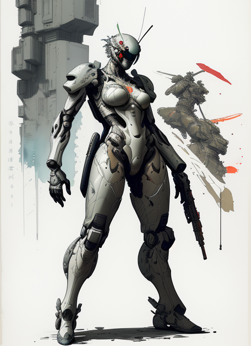 DreamShaper prompt: Futuristic soldier on mech full body...