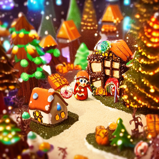 Waifu Diffusion prompt: closeup of miniature gingerbread ...