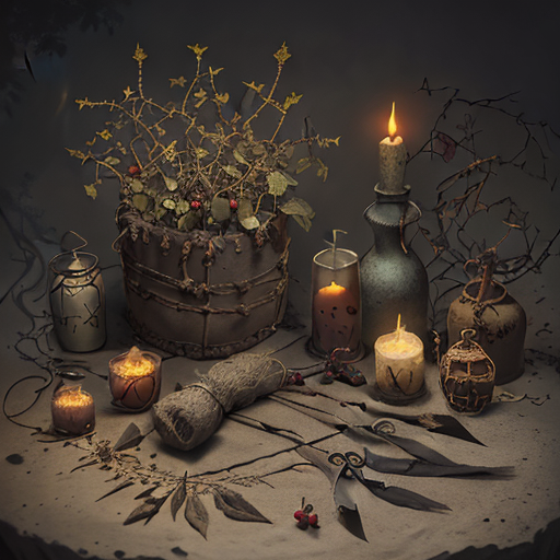 DreamShaper prompt: Rustic gris-gris bag, magic symbols ...