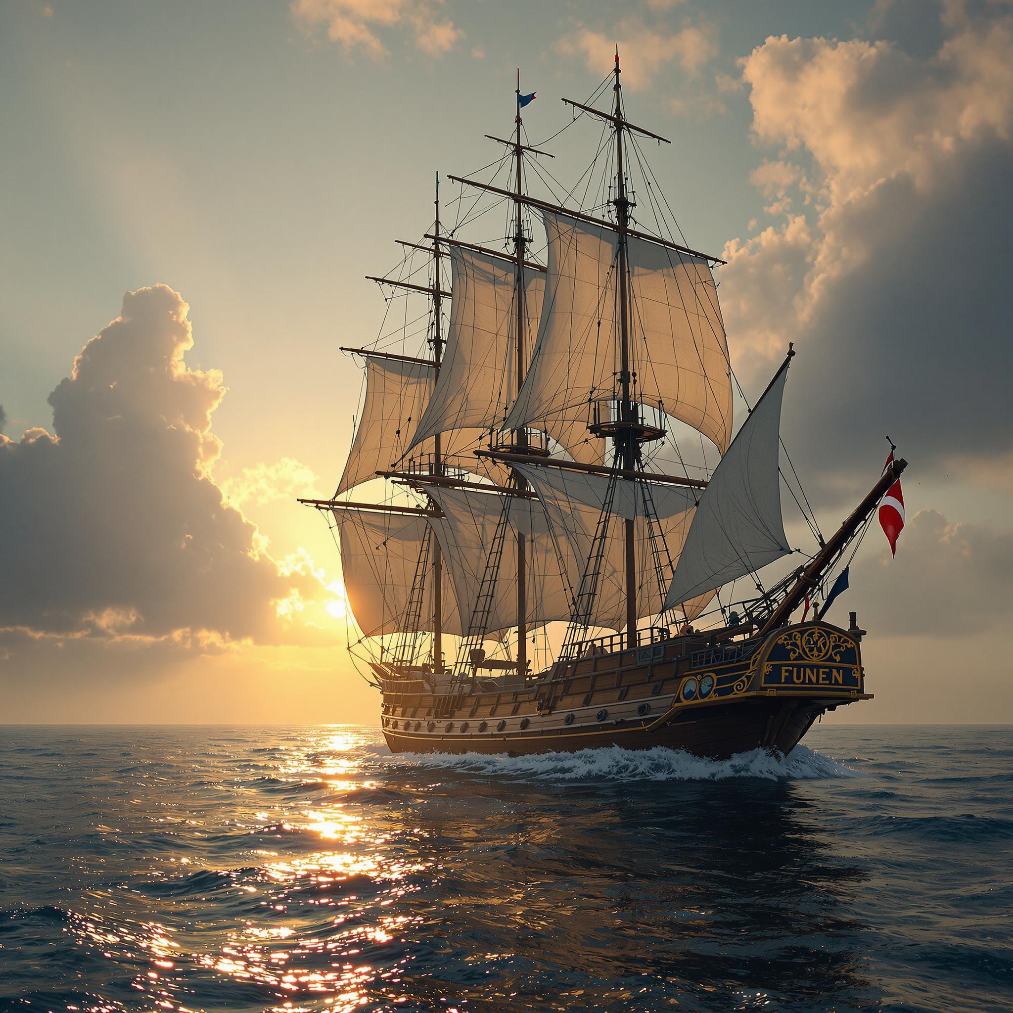 FLUX prompt: Photo of a ultra realistic sailing ship, dra...