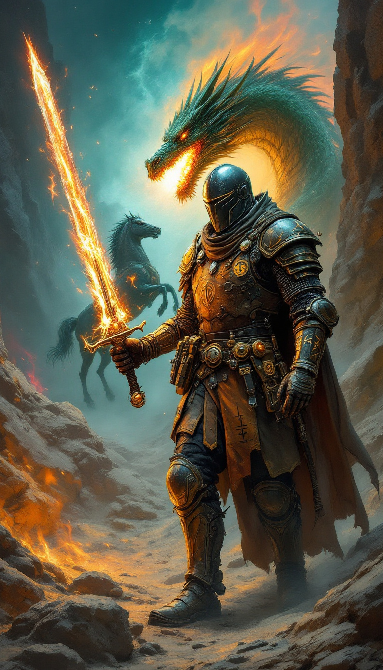 FLUX prompt: Envision a knight from the years 1100s, cla...