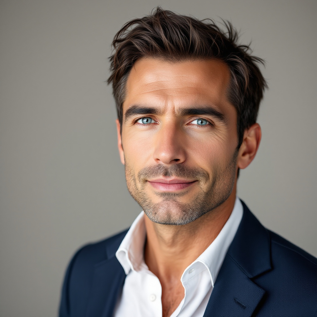 FLUX prompt: Professional photo of a 46-year-old white Am...