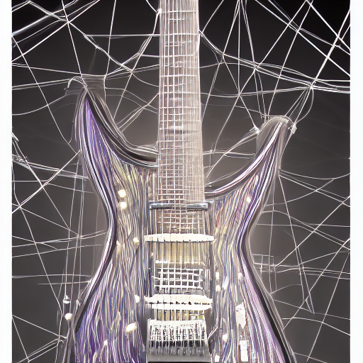 Stable Diffusion prompt: skeletal electric guitar, cosmic...