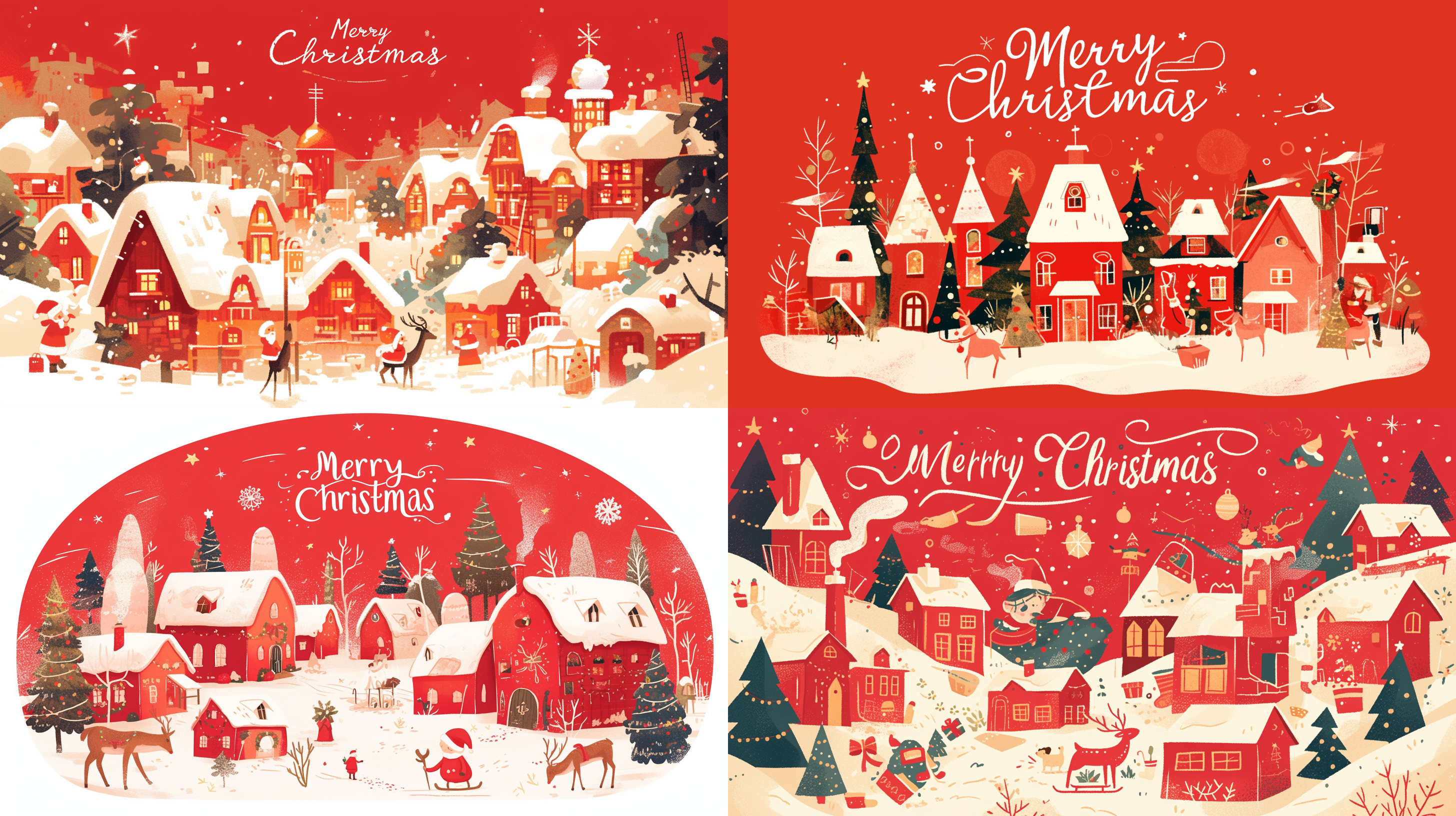 Midjourney prompt: Oval illustration with a Christmas the...