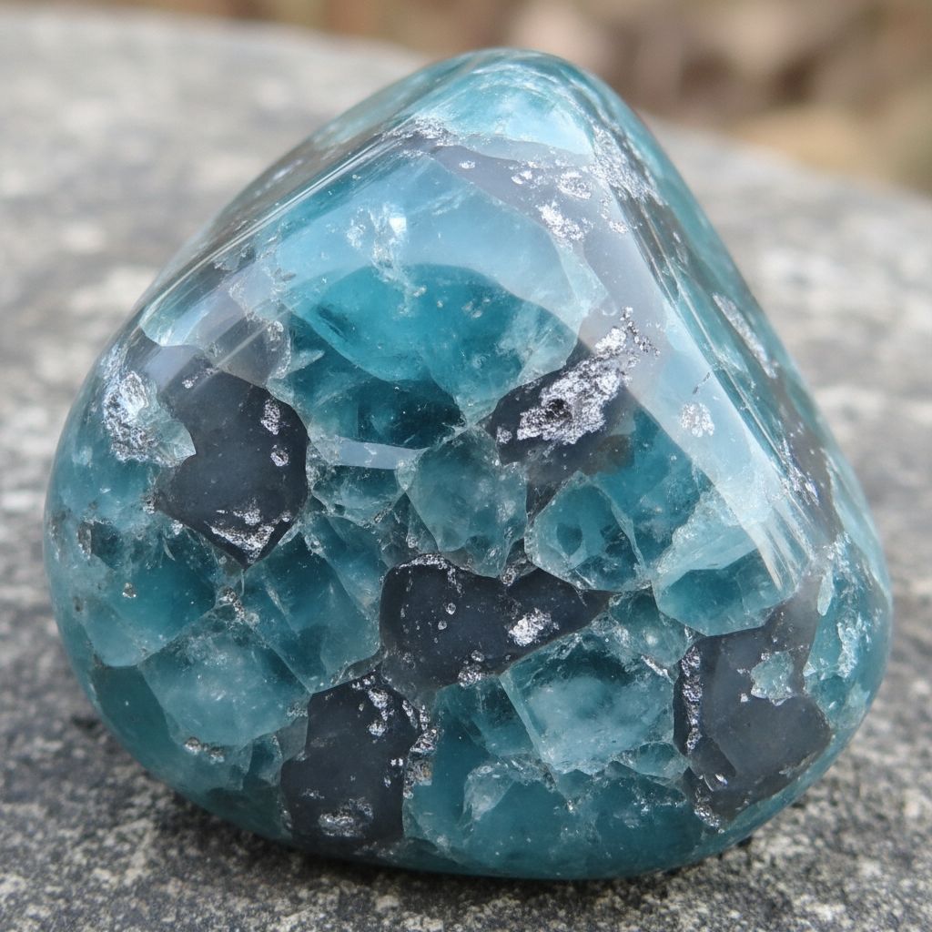 Nano Banana prompt: smoothed Teal crystal mixed with grey...
