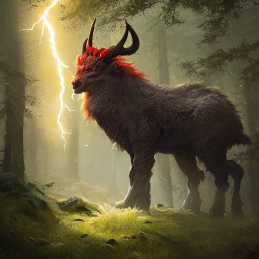 Stable Diffusion prompt: creature fluffy animal with horn...