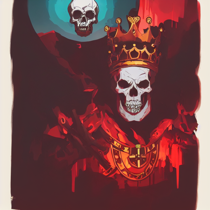 Stable Diffusion prompt: bloody crown of a king on a skul...