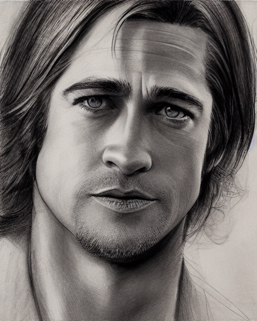 Stable Diffusion prompt: portrait of a mix of Brad Pitt a...