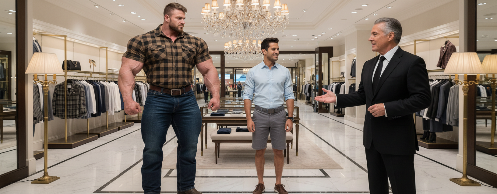 Nano Banana prompt: At a very luxurious clothing departme...