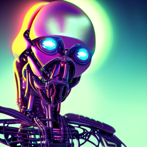 Stable Diffusion prompt: synthwave cyborg insect face, de...