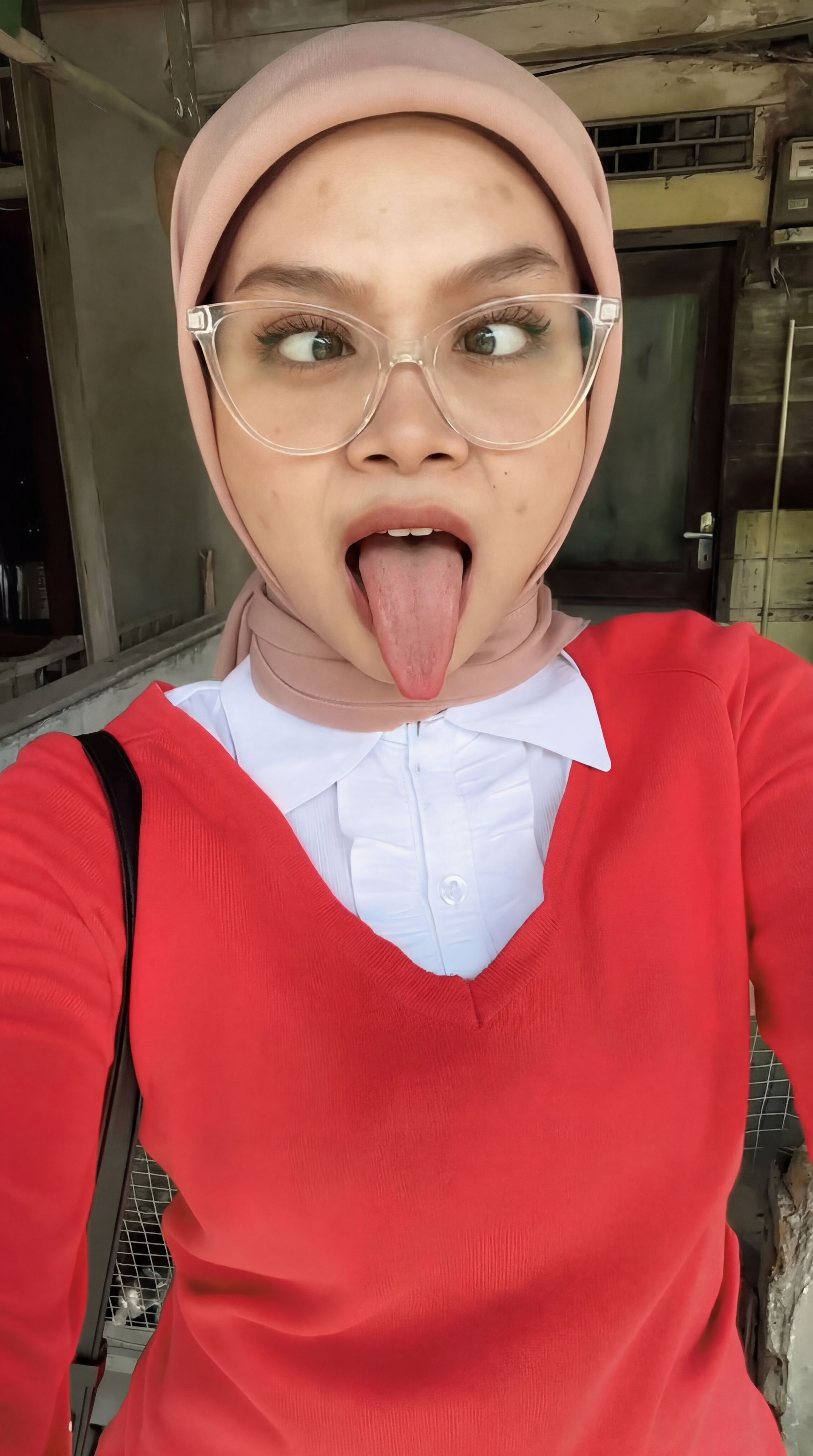 Nano Banana prompt: Stick my long tongue out with my mout...