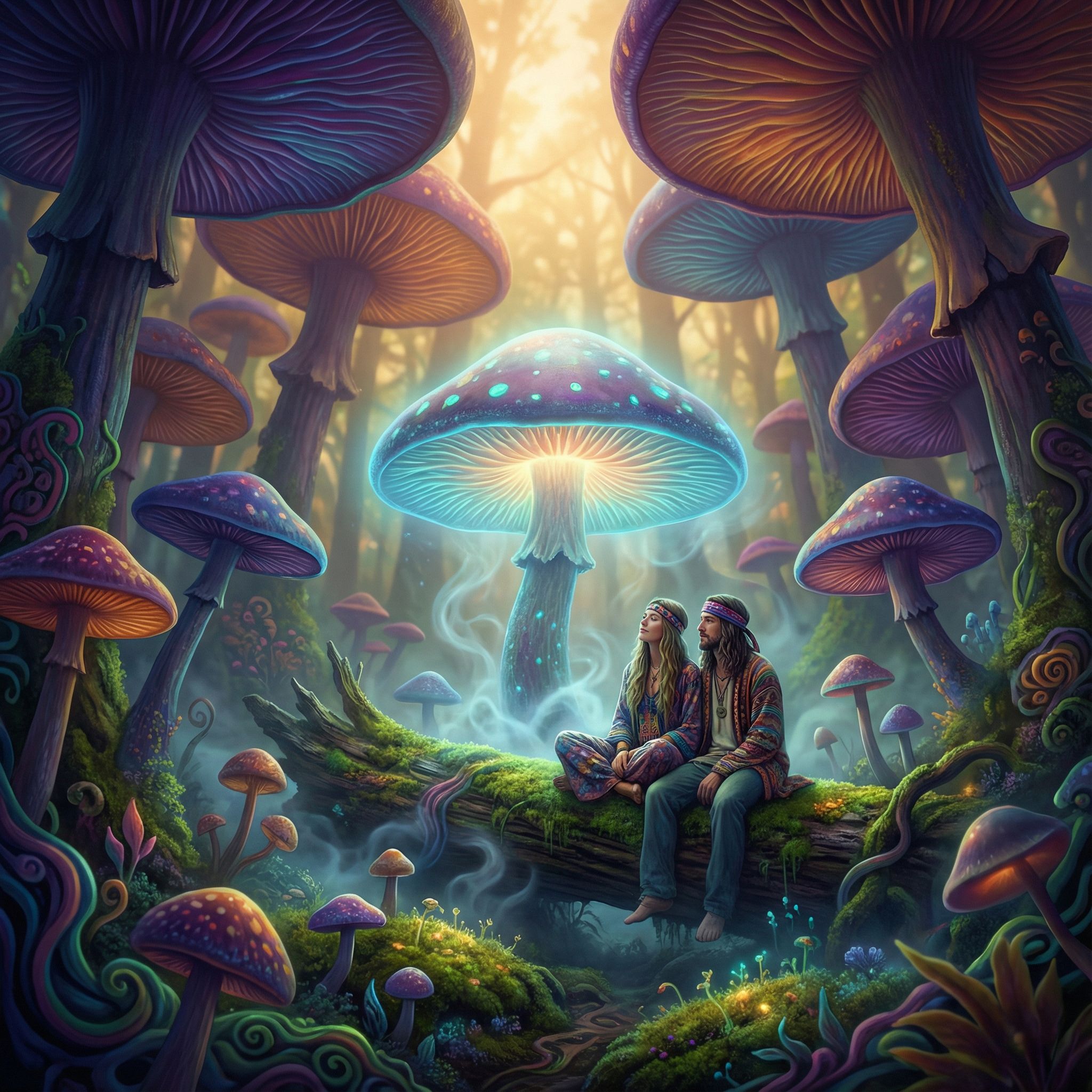 Nano Banana prompt: Psychedelic, surreal. A mystical fore...