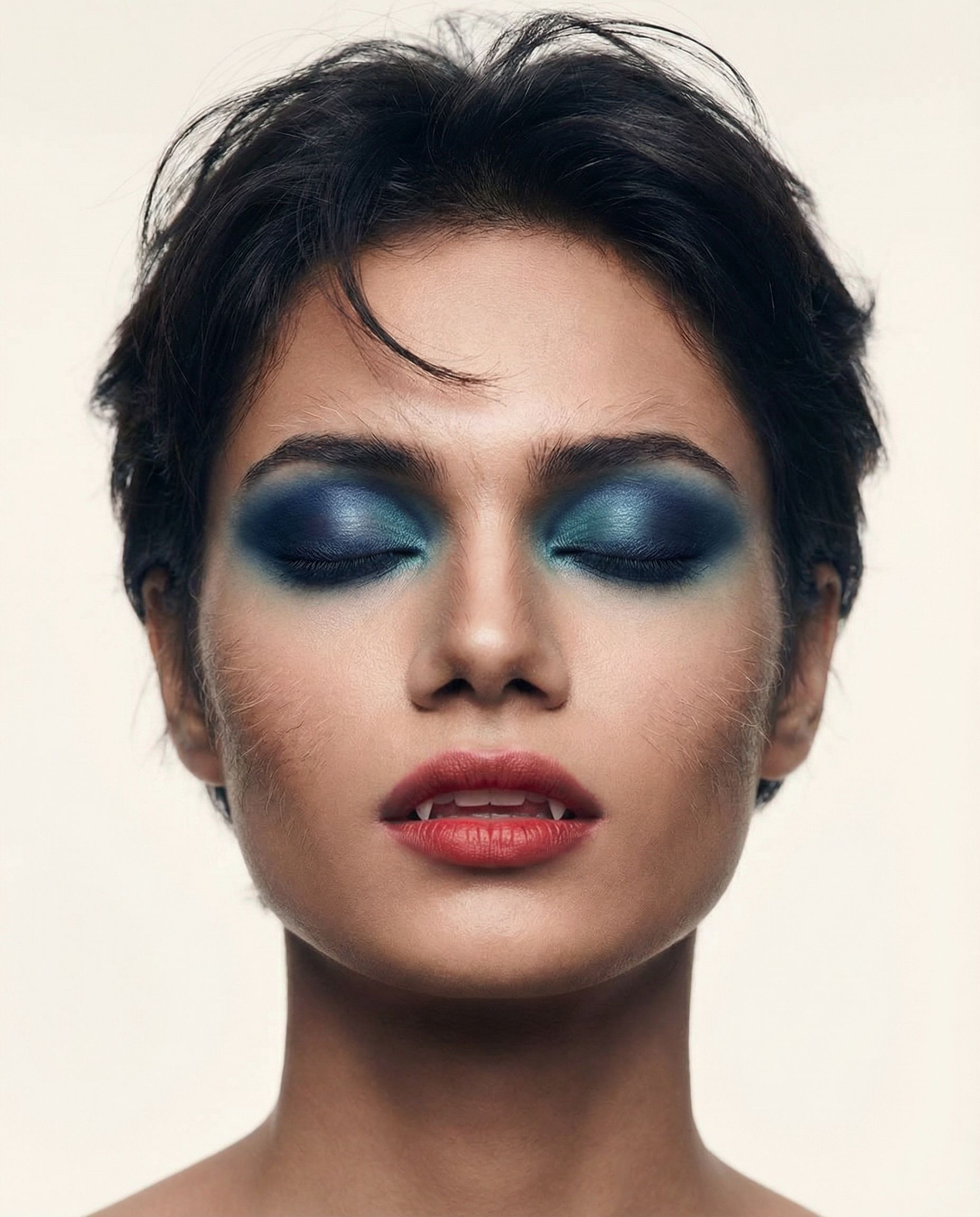 Nano Banana prompt: a close up of a woman with a blue eye...