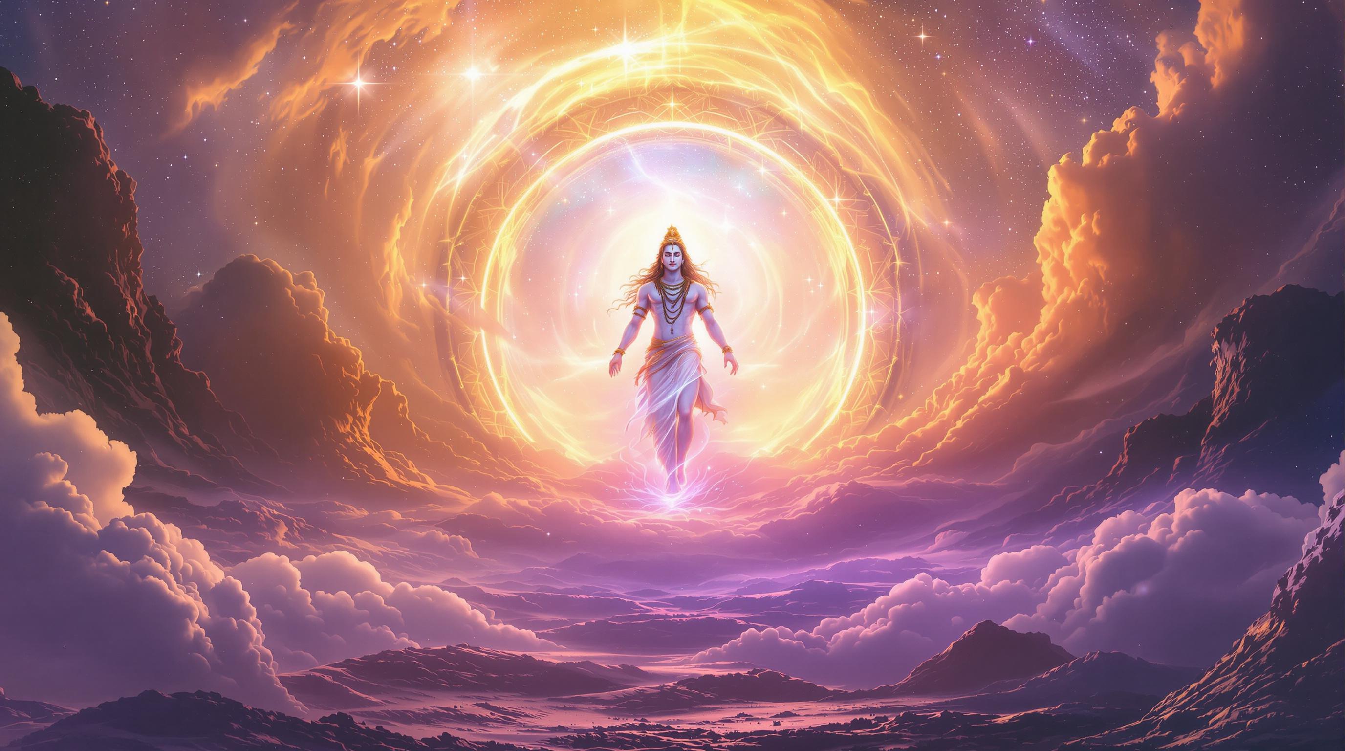 FLUX prompt: "Create an image where lord Shiva emerges fr...